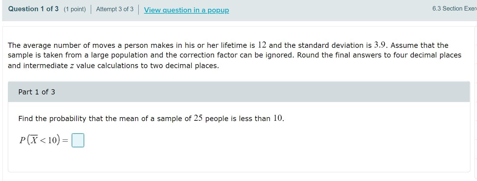 Solved The average number of moves a person makes in his or | Chegg.com