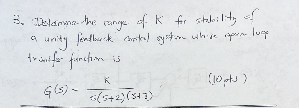 Solved Determine the range of K ﻿for stability ofa | Chegg.com