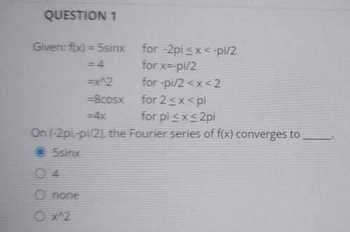 Solved QUESTION 1 Given: f(x) = 5sinx for -2pi sx