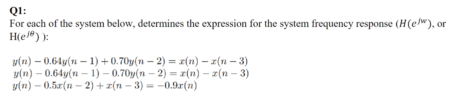 Solved do not use z-transform please and answer all three | Chegg.com
