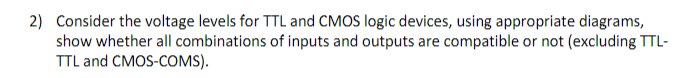 2) Consider the voltage levels for TTL and CMOS logic | Chegg.com
