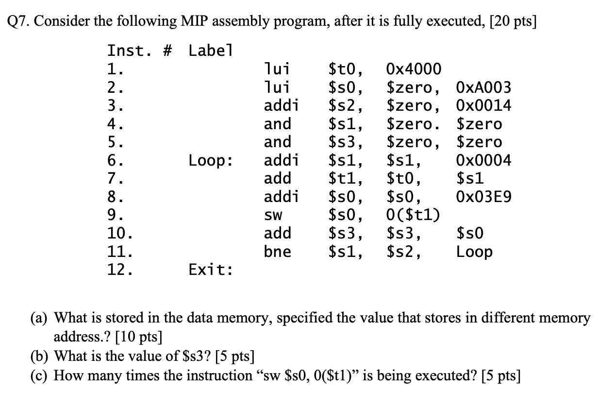 Solved 27. Consider the following MIP assembly program, | Chegg.com