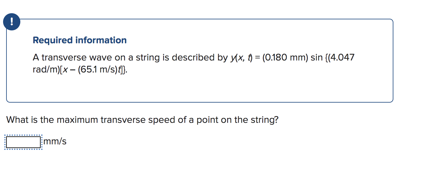 Solved Required information = A transverse wave on a string | Chegg.com
