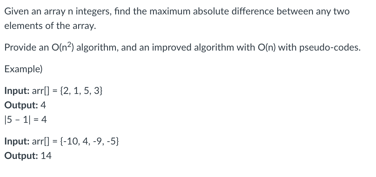 Solved Given An Array N Integers Find The Maximum Absolute