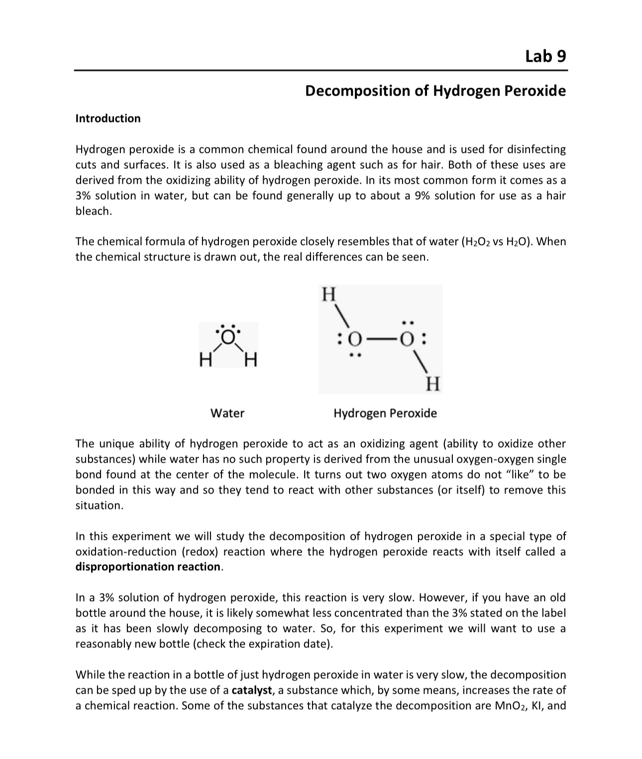 Chemical Formula For Hydrogen Peroxide