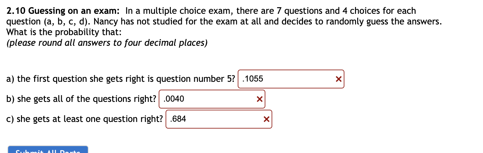 Solved 2.10 Guessing on an exam: In a multiple choice exam, | Chegg.com