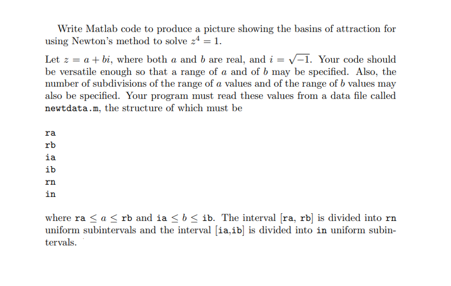 Write Matlab code to produce a picture showing the | Chegg.com