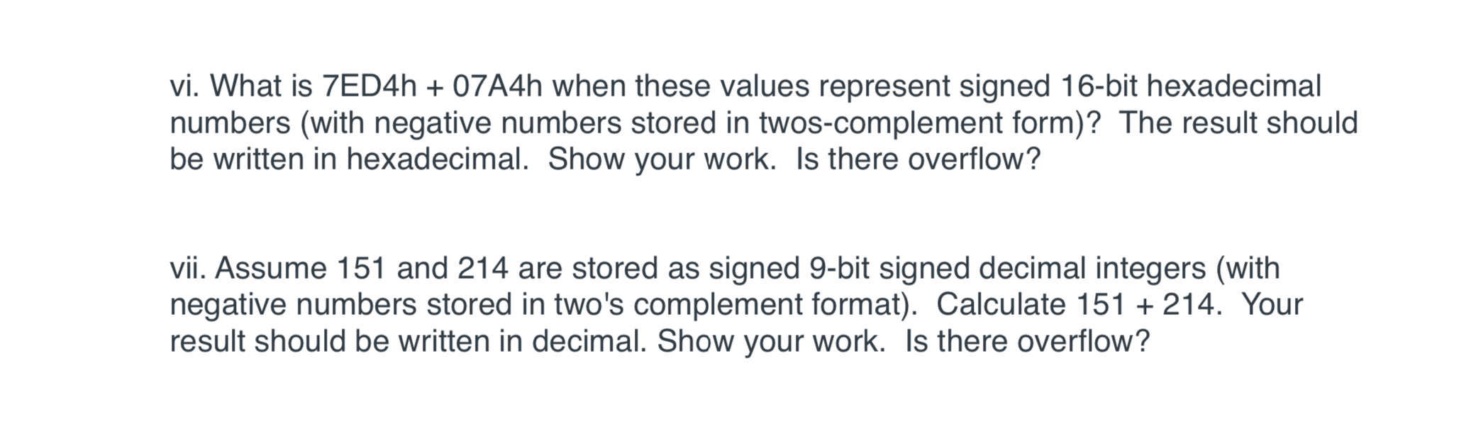 Solved Vi What Is 7ed4h 07a4h When These Values Represent