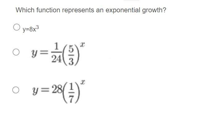 Solved Which function represents an exponential growth? | Chegg.com