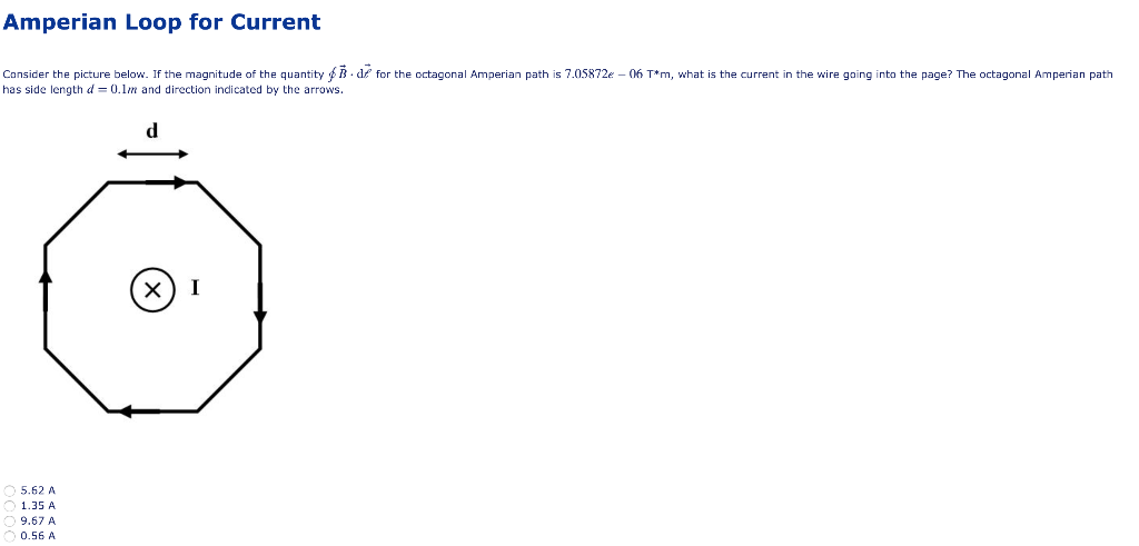 Solved Amperian Loop for Current for the octagonal Amperian | Chegg.com