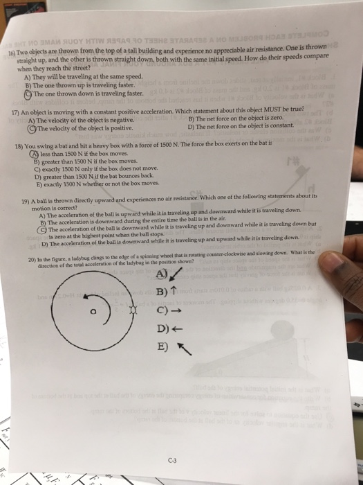 Solved One is thrown 16) Two objects are thrown from the top | Chegg.com
