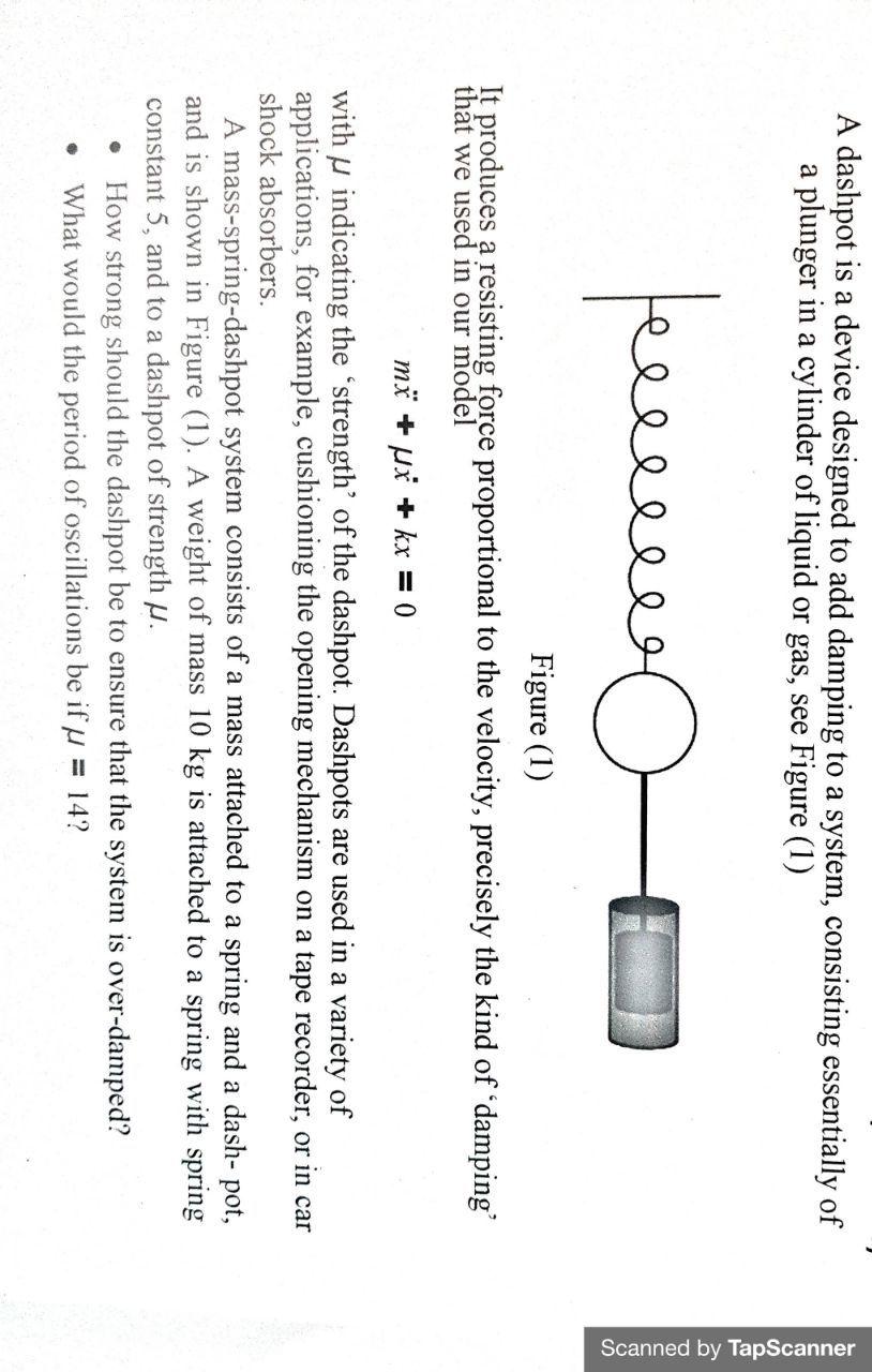 Solved A dashpot is a device designed to add damping to a | Chegg.com