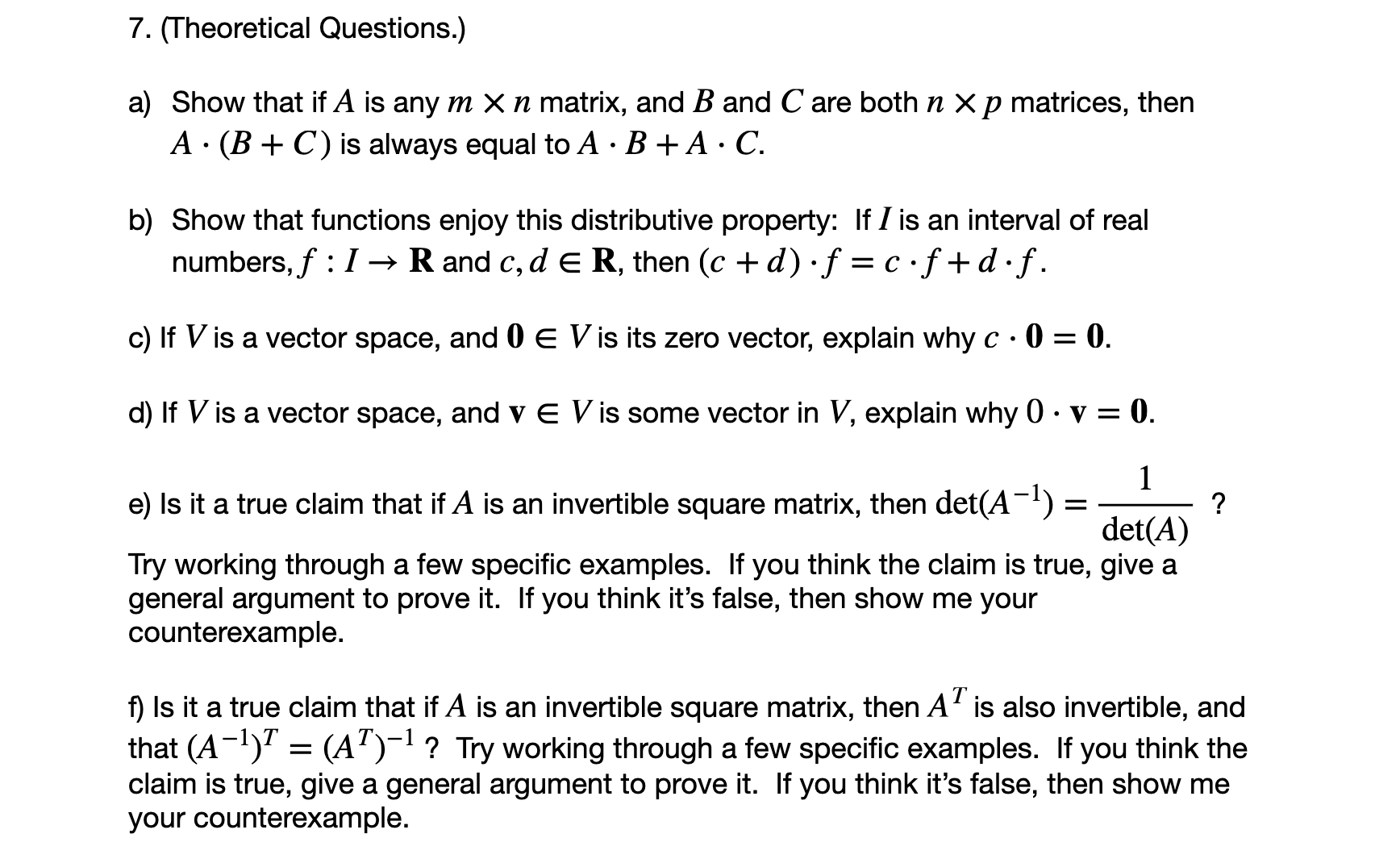 Solved (Theoretical Questions.)a) ﻿Show that if A ﻿is any | Chegg.com