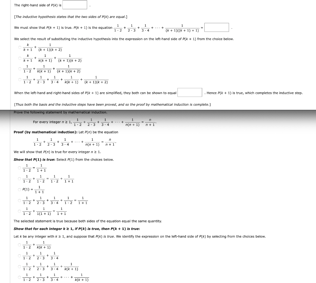 Solved The right-hand side of P(k) is [The inductive | Chegg.com