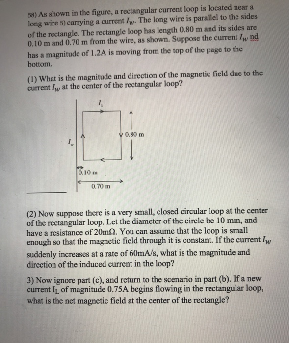 Solved 58) As shown in the figure, a rectangular current | Chegg.com