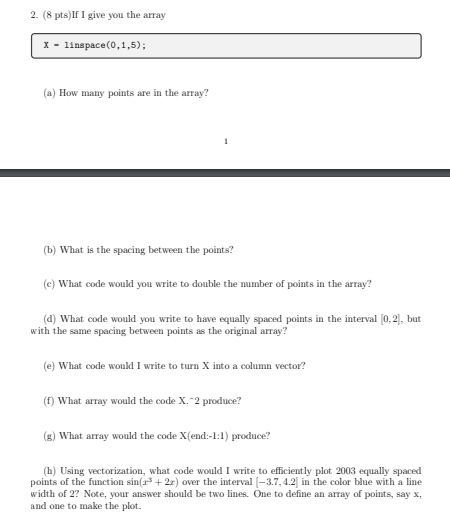 Solved (a) How many points are in the array? 1 (b) What is | Chegg.com