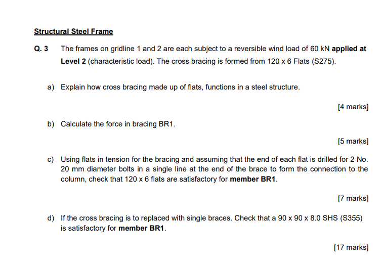 Structural Steel Frame Q.3 The frames on gridline 1 | Chegg.com