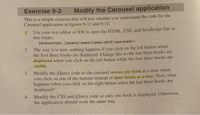 Solved Exercise 9-3 : HTML code: