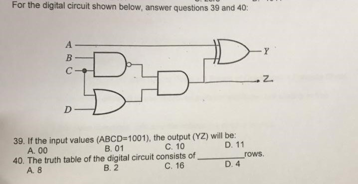 Solved For the digital circuit shown below, answer questions | Chegg.com