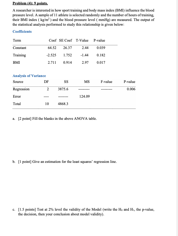Solved Problem (4): 9 ﻿points.A researcher is interested in | Chegg.com