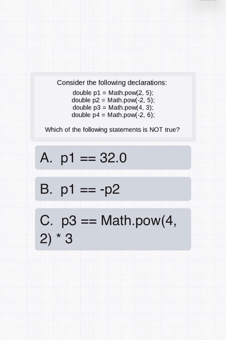Solved Consider the following declarations: double | Chegg.com