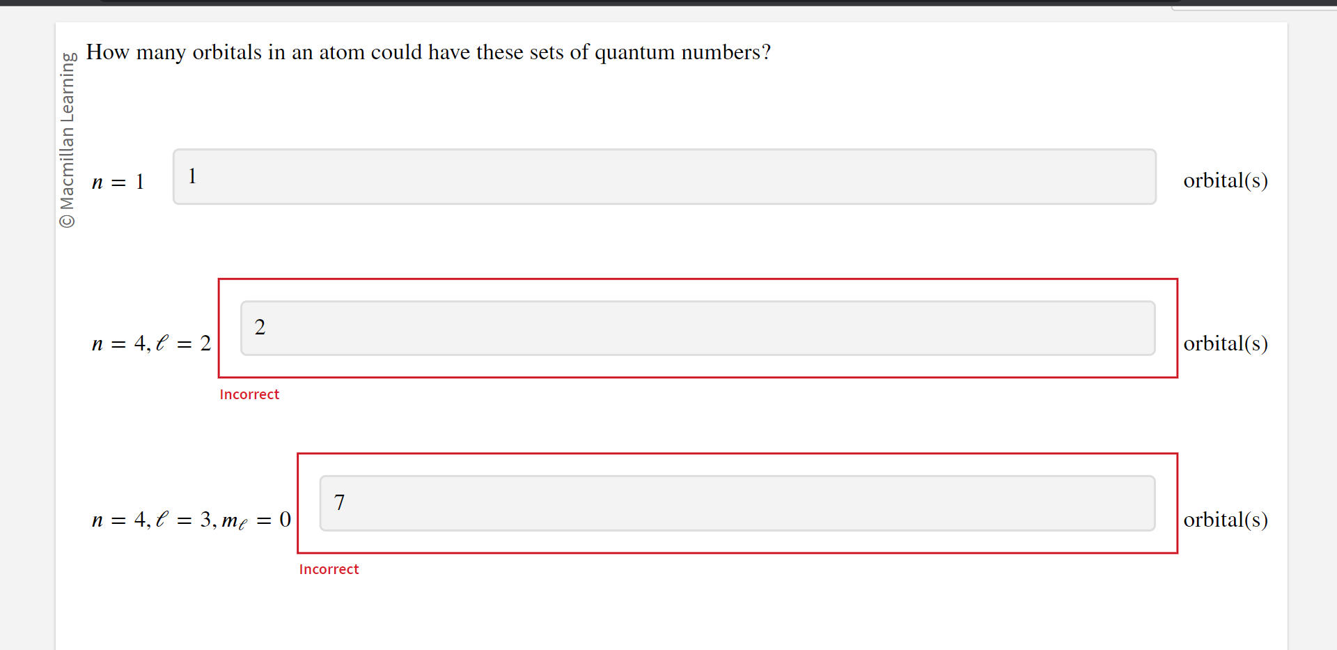 [Solved]: How many orbitals in an atom could have these set