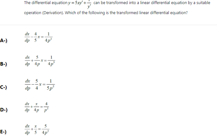 Solved The differential equation y = 5xy' + can be | Chegg.com