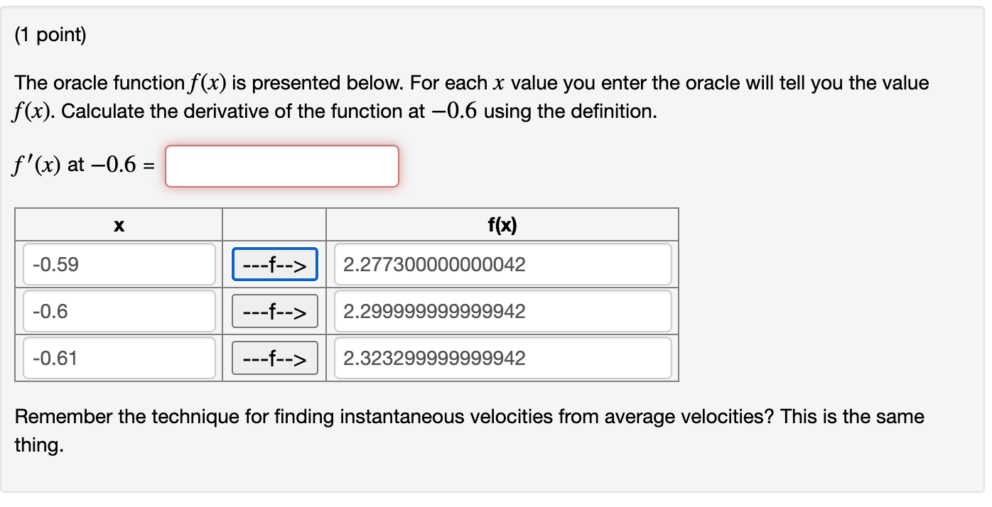 Solved (1 point) The oracle function f(x) is presented | Chegg.com