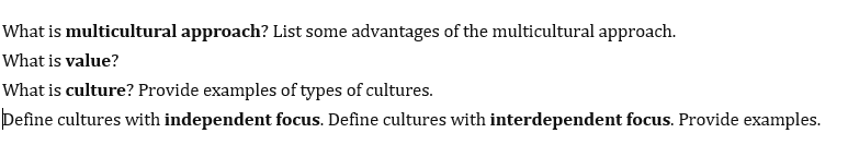 Solved What is multicultural approach? List some advantages | Chegg.com