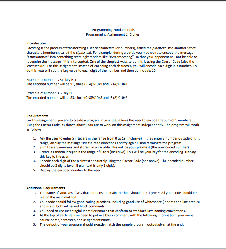 Solved Introduction Encoding is the process of transforming | Chegg.com