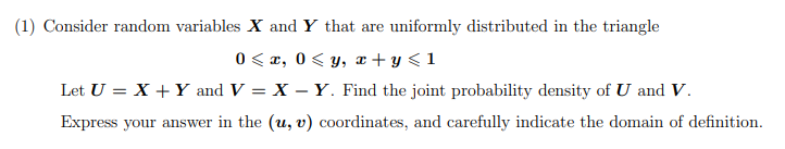 Solved Consider random variables X and Y that are uniformly | Chegg.com