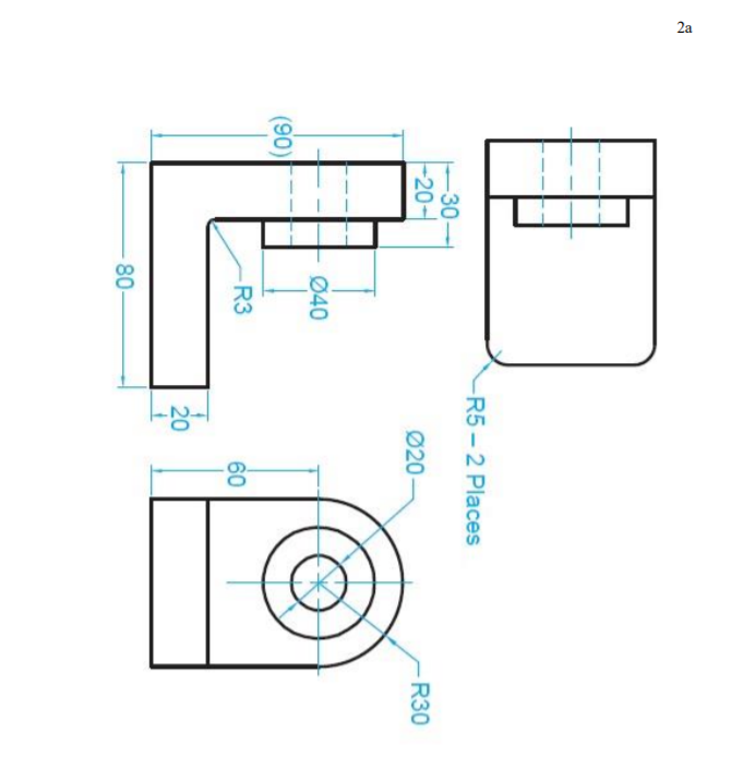 Solved Q1: Given the multiview set of the object, sketch an | Chegg.com