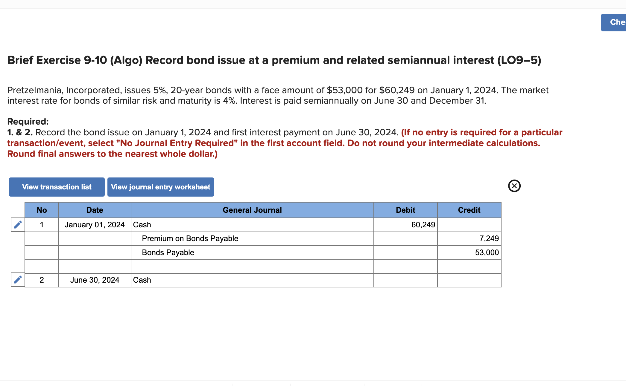 Solved Brief Exercise 9-10 (Algo) Record bond issue at a | Chegg.com