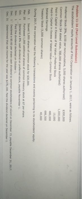 Solved Problem 11-2A (Part Level Submission) The | Chegg.com