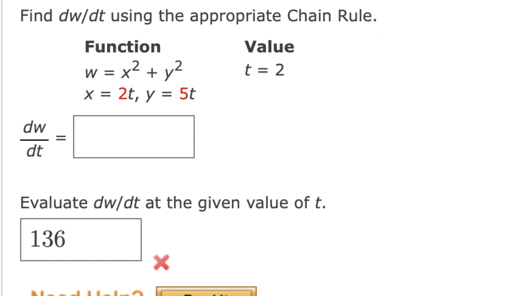 Solved Find dw/dt using the appropriate Chain Rule. Function | Chegg.com