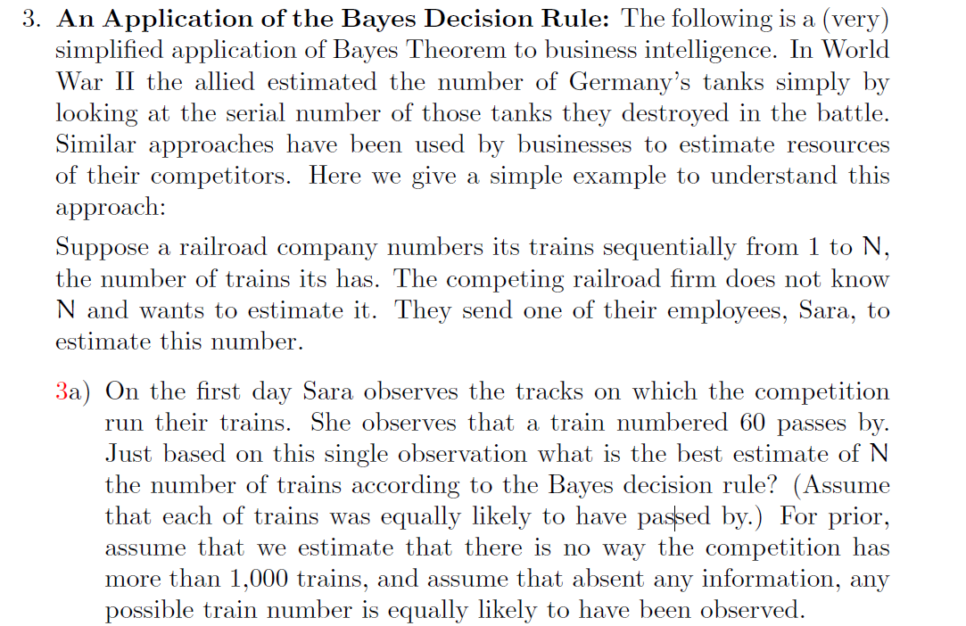 Solved 3. An Application of the Bayes Decision Rule: The | Chegg.com