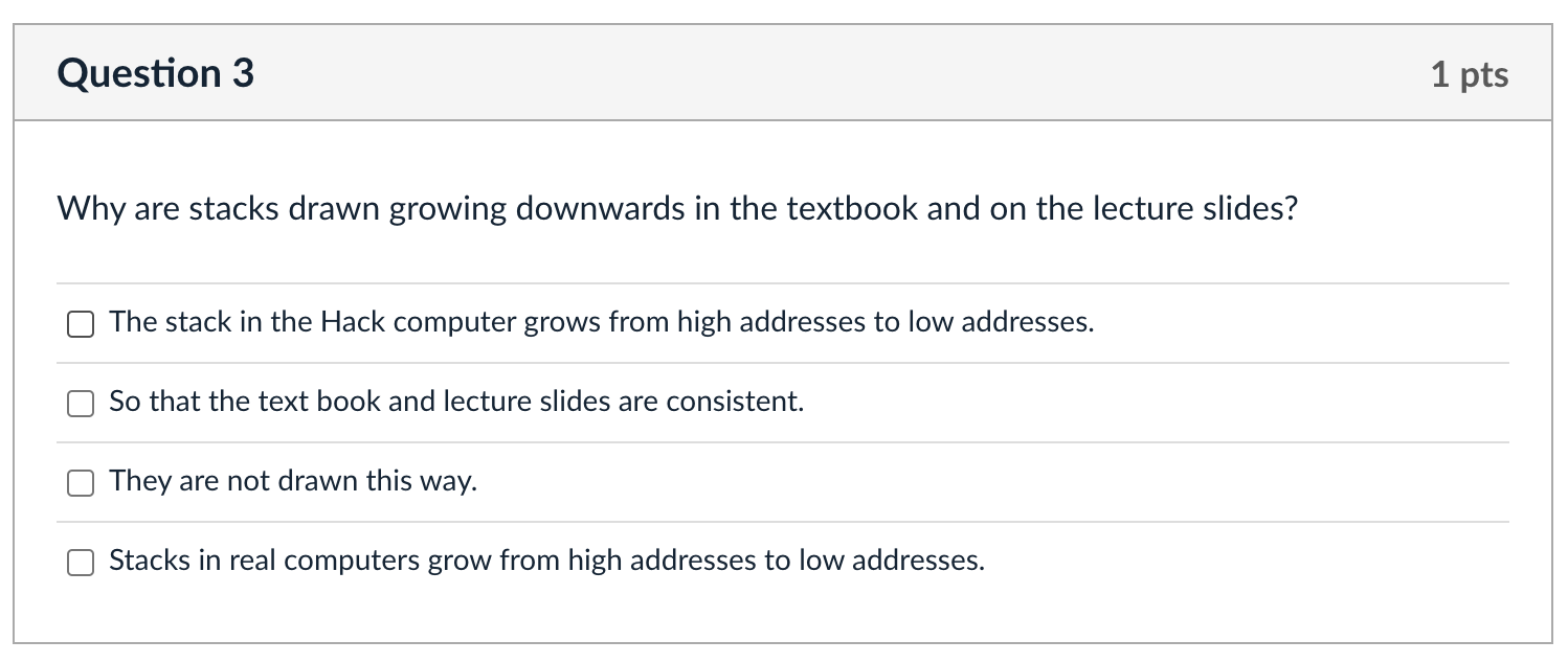Solved Why are stacks drawn growing downwards in the | Chegg.com