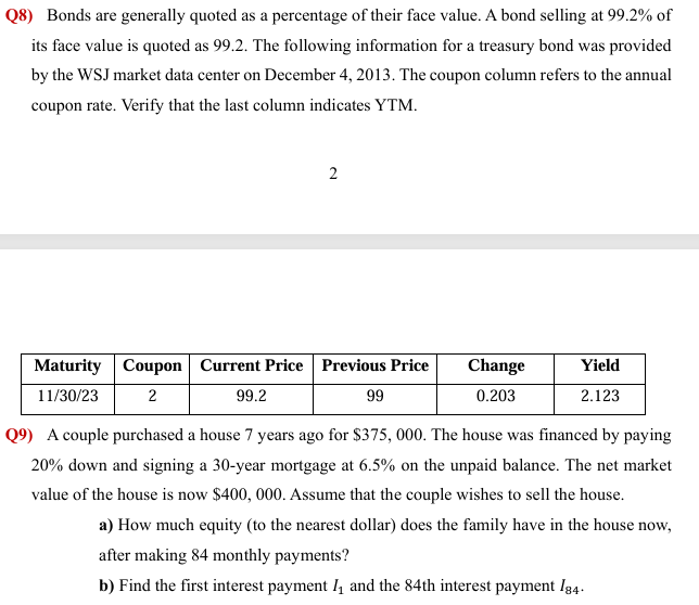 Solved Can you answer 8 ﻿& 9 ﻿and show the formulas you used | Chegg.com