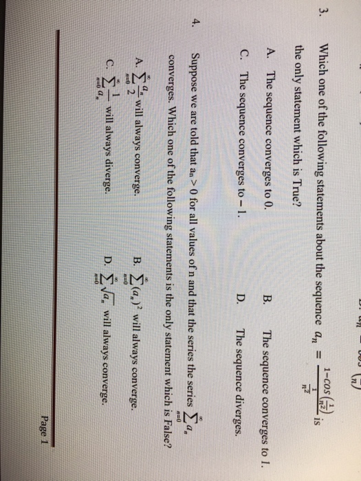 Solved 1-COS 2 3. Which one of the following statements | Chegg.com
