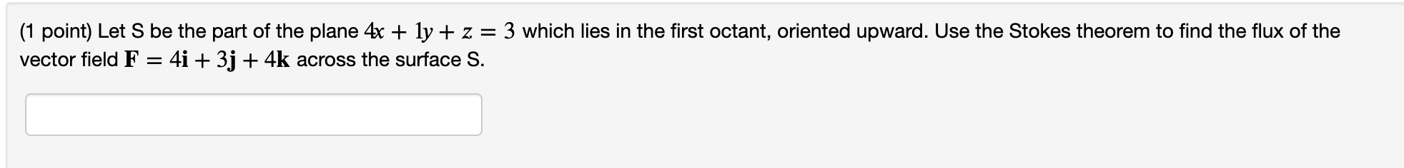 Solved (1 point) Let S be the part of the plane | Chegg.com Solved (1 point) Let S be the part of the plane | Chegg.com