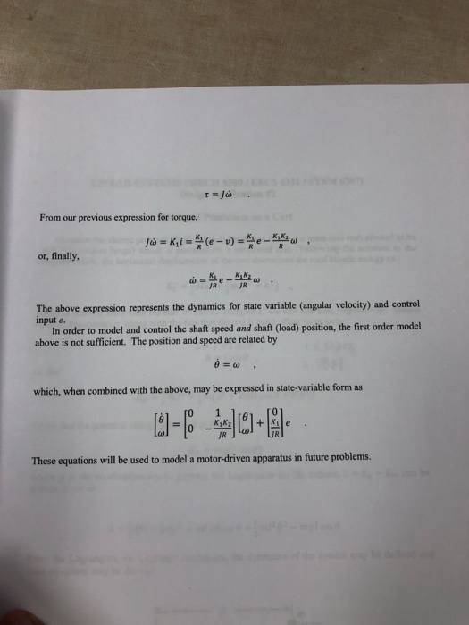 Solved MECH 6300/EECS 6331/SYSM 6307 Linear Systems Design | Chegg.com