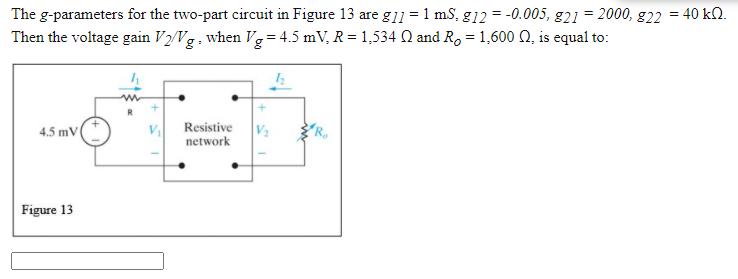 Solved The g-parameters for the two-part circuit in Figure | Chegg.com
