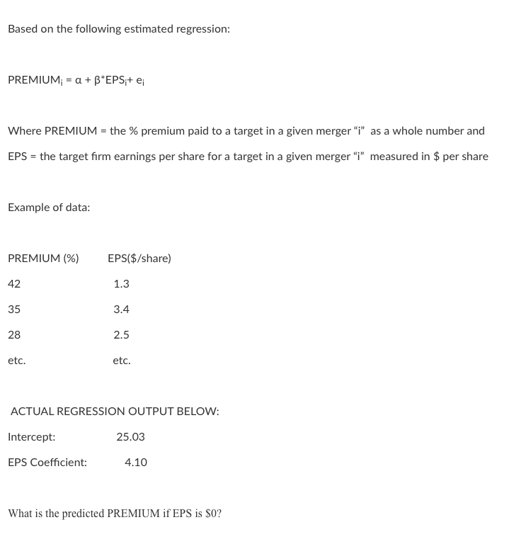 Solved Based on the following estimated regression: PREMIUM | Chegg.com