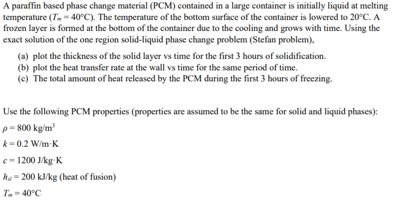 A paraffin based phase change material (PCM) | Chegg.com