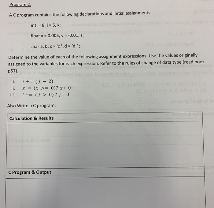 Solved Program 2: A C program contains the following | Chegg.com