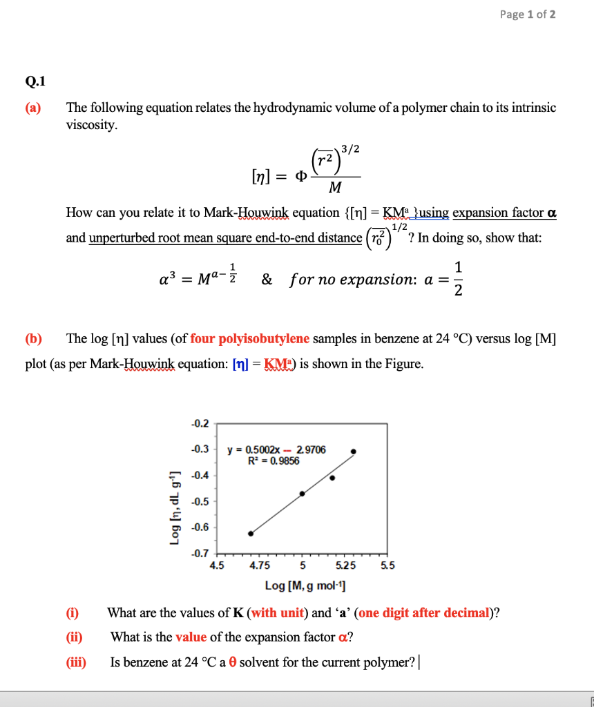 Solved Page 1 of 2 Q.1 The following equation relates the | Chegg.com