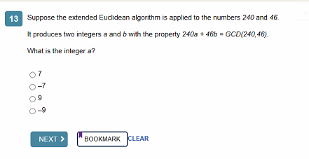 Solved 13 Suppose the extended Euclidean algorithm is | Chegg.com