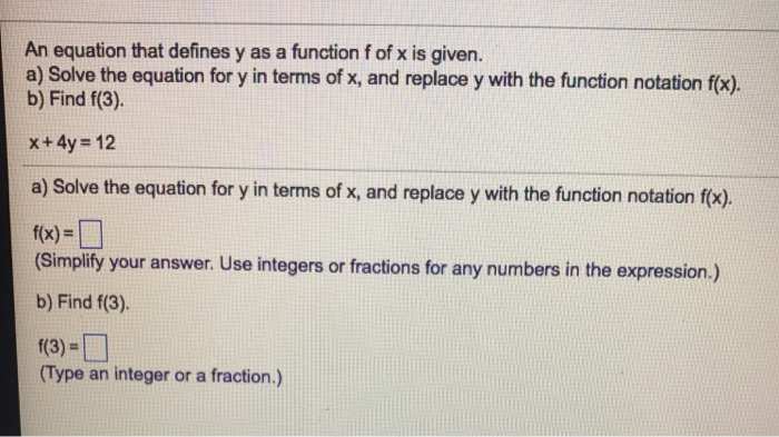 Solved An equation that defines y as a function f of x is | Chegg.com