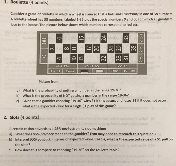 Solved 1. Roulette (4 points) Consider a game of roulette in | Chegg.com