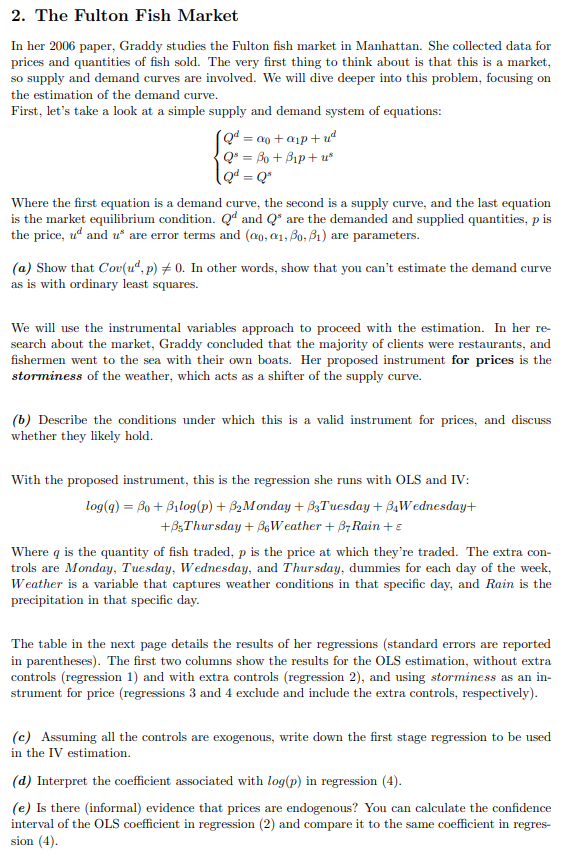 2. The Fulton Fish Market In her 2006 paper, Graddy | Chegg.com